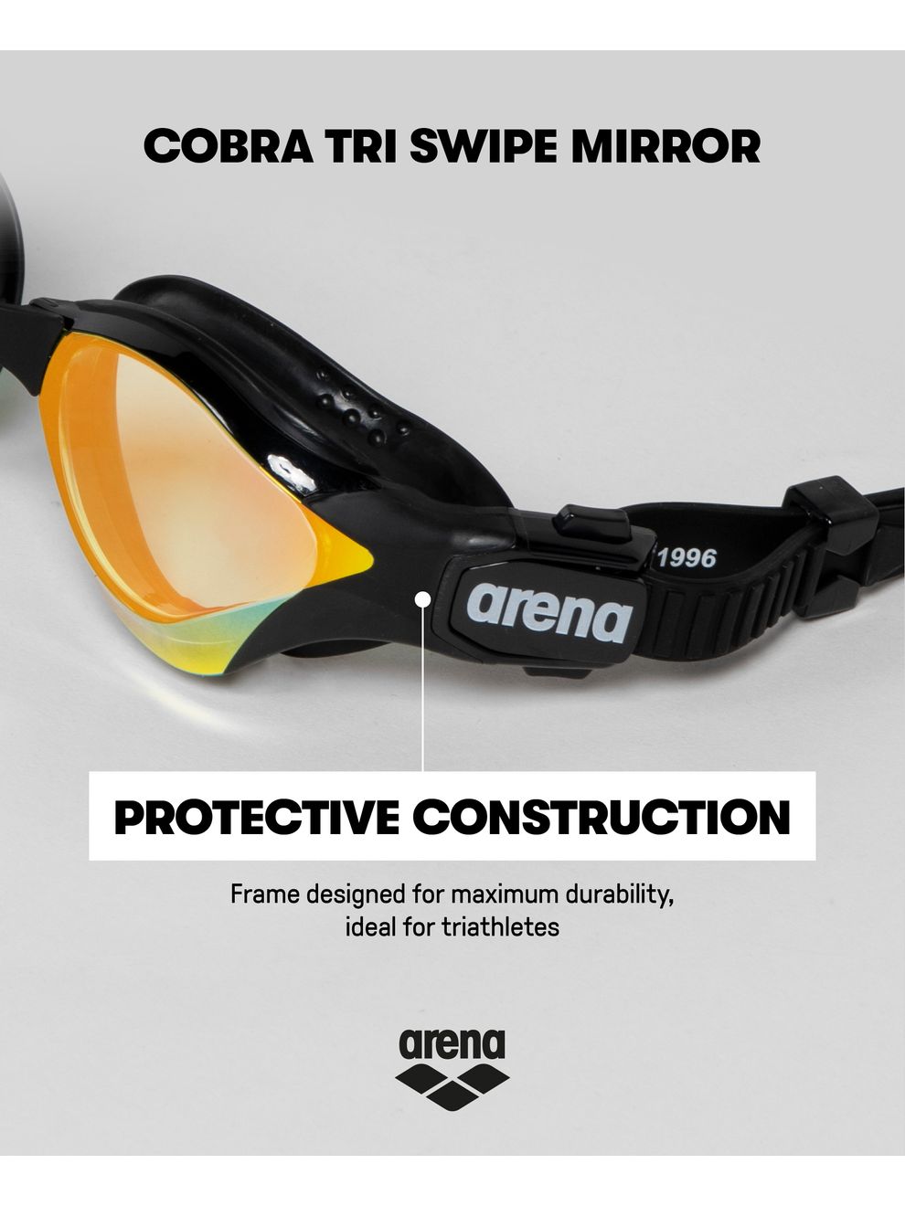 Arena Cobra Tri Swipe Goggles - Yellow Mirror/Black