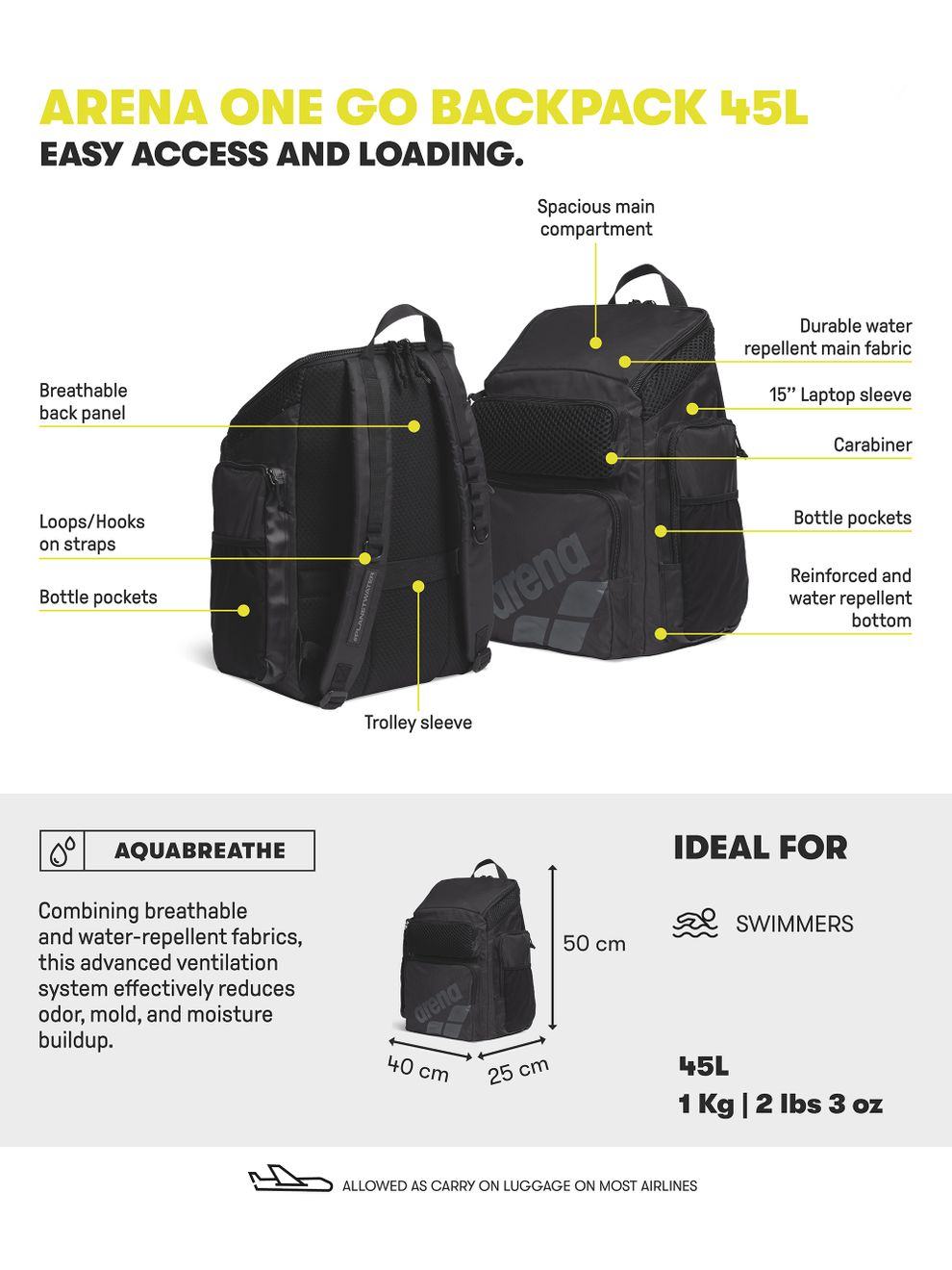 Arena One Go Backpack 45L - Navy