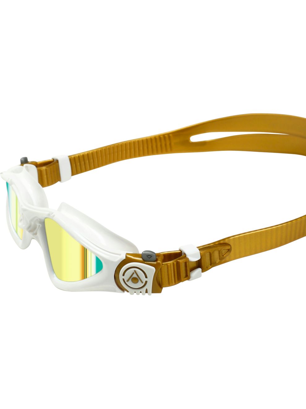 Aqua Sphere Kayenne Goggles Compact Fit - Gold Titanium Mirror/White/Gold