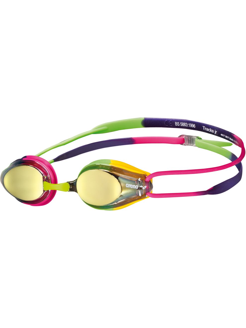 Arena Tracks Junior Mirrored Goggles - Violet/Fuchsia/Green