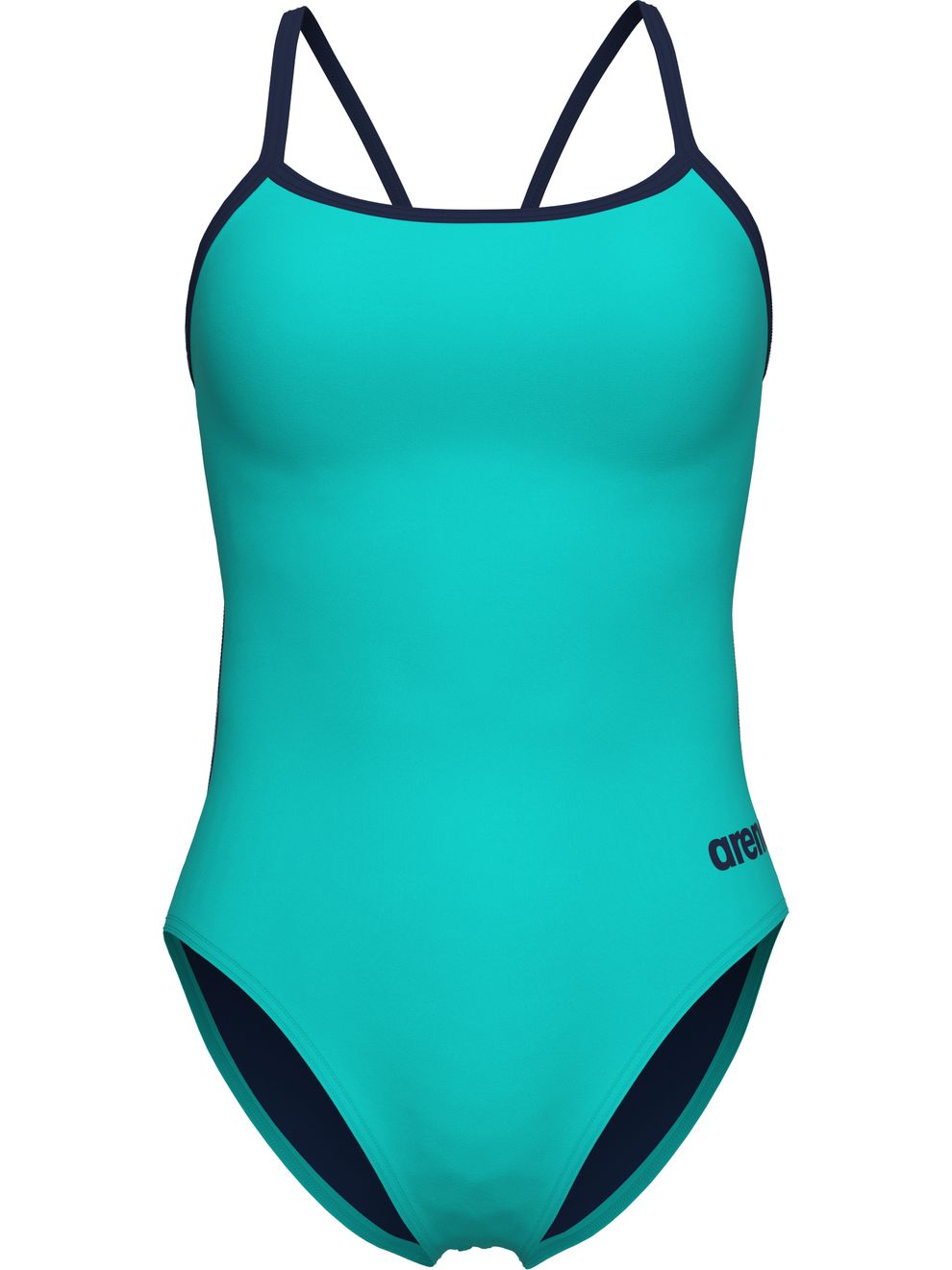 Arena Solid Lace Back One Piece - Water/Navy