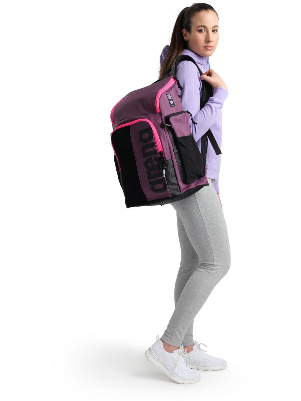 Arena Spiky 3 Backpack 45L - Plum/Neon Pink