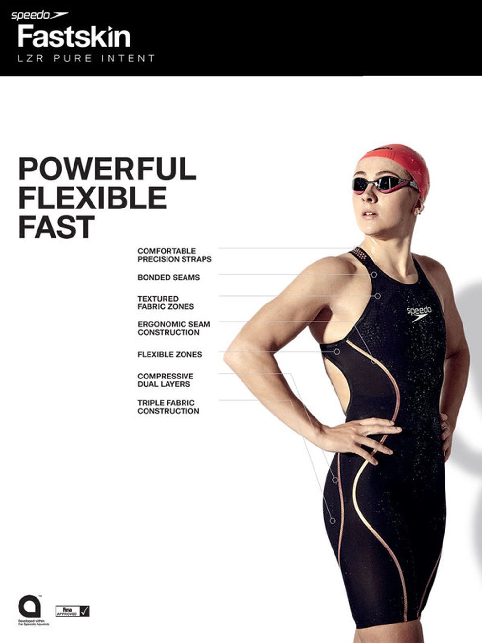 Speedo Fastskin LZR Pure Intent Phoenix Red & Black Closedback Kneelength