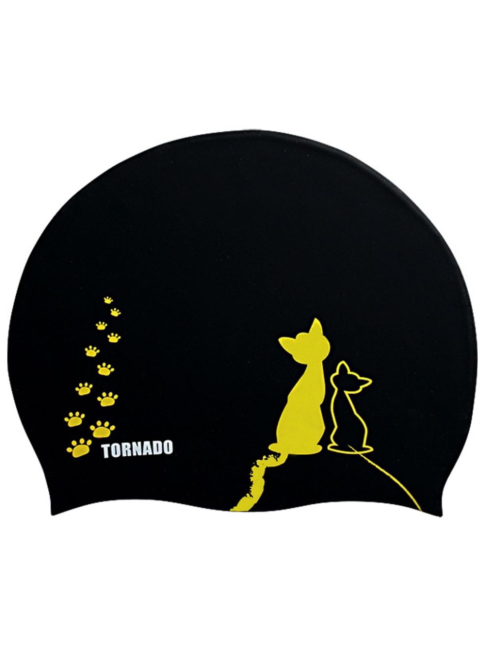 Tornado Meow Black Silicone Swim Cap