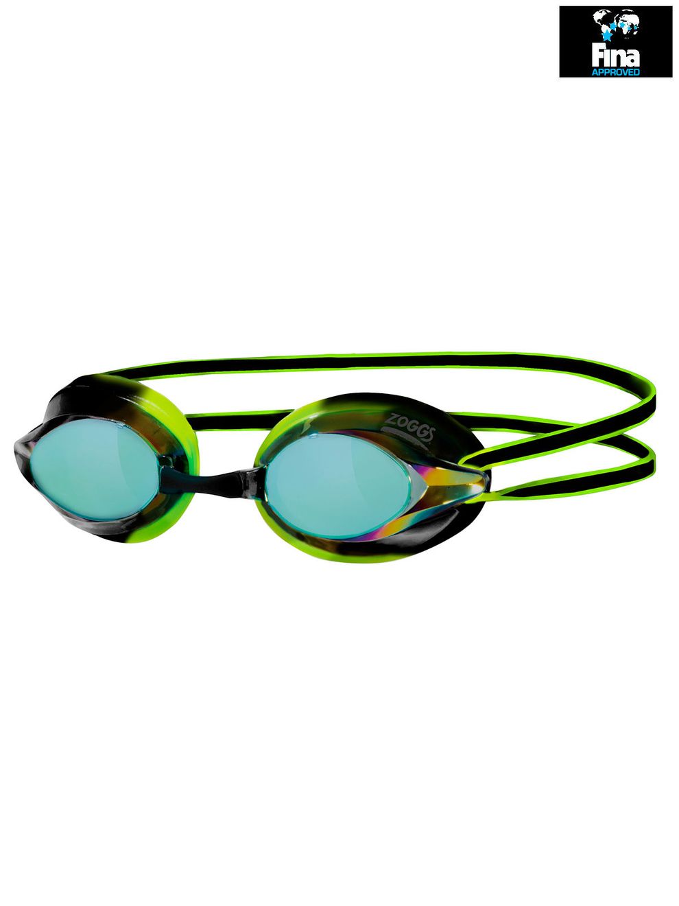 Zoggs Racespex Green & Black Rainbow Mirror Lens Goggles