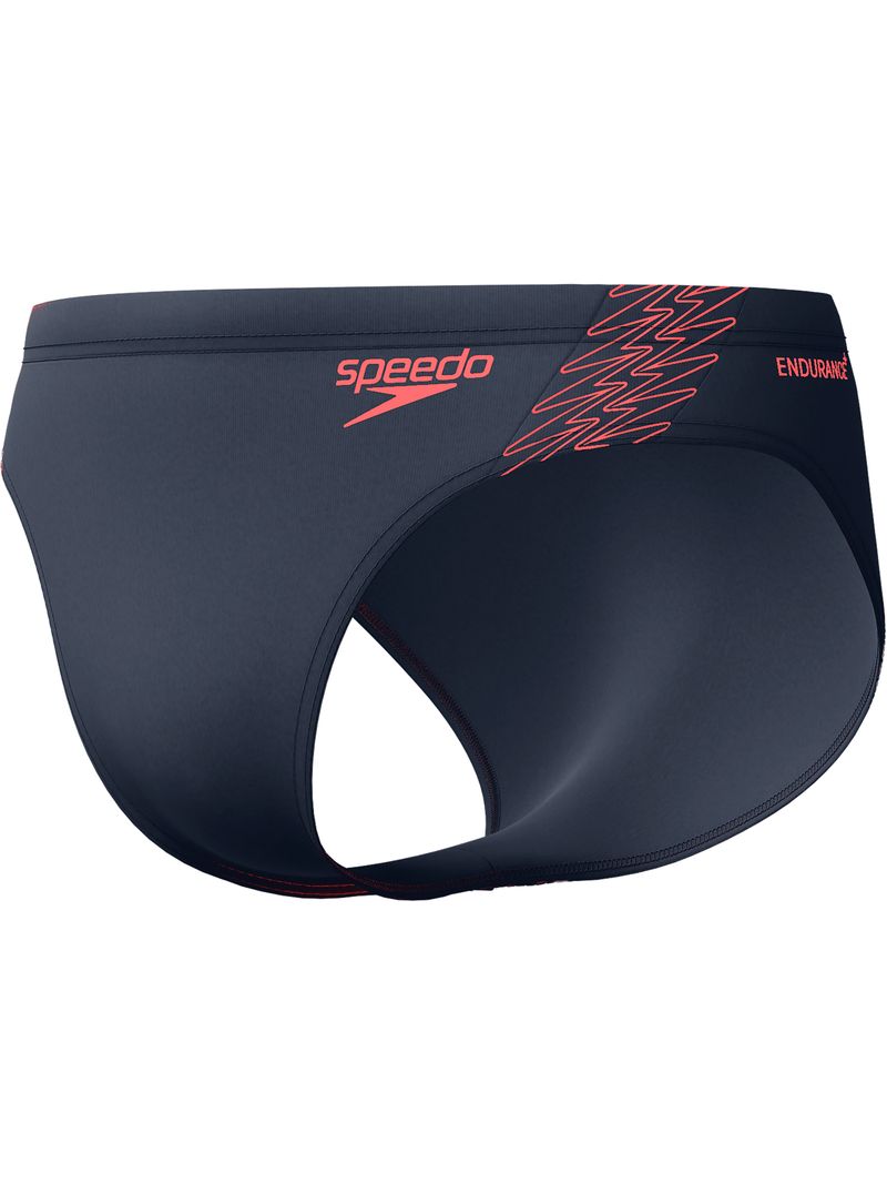 Speedo Hyperboom Splice Briefs - Grey Lead/Neon Coral | Swimmer.com.au