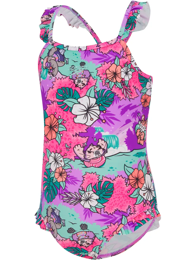 Speedo Toddlers Printed Frill Thinstrap One Piece - Neon Violet ...