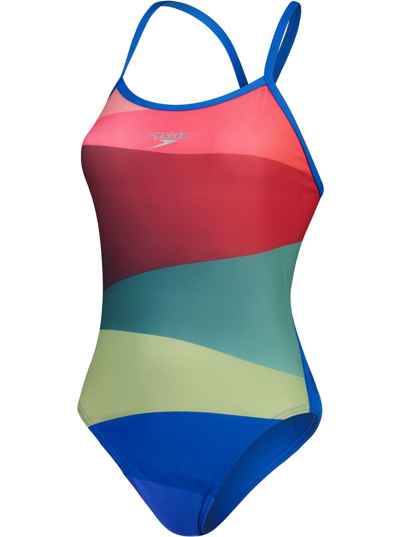 Speedo Turnback One Piece - Watermelon/Green/Cobalt | Swimmer.com.au