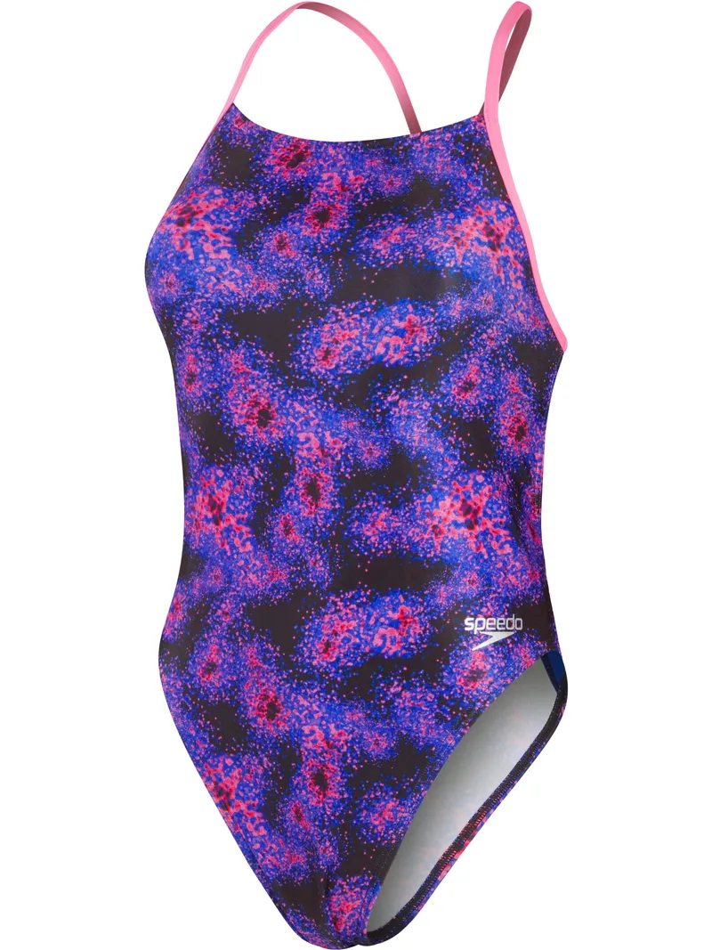 Speedo Lattice Back One Piece - Black/Cobalt/Candy | Swimmer.com.au
