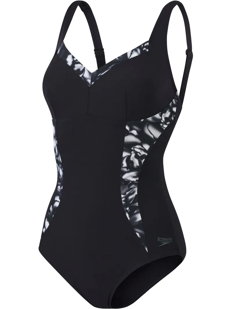 Speedo Visually Shape Body One Piece - Black/White | Swimmer.com.au