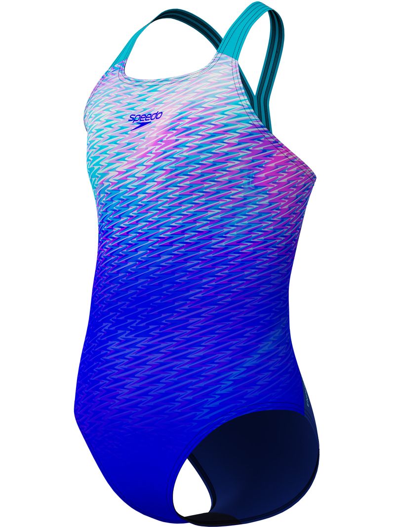 Speedo Print Placement Powerback One Piece - Sapphire/Blue | Swimmer.com.au