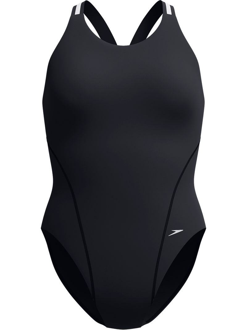 Speedo Performance Back One Piece - Black/Silver | Swimmer.com.au