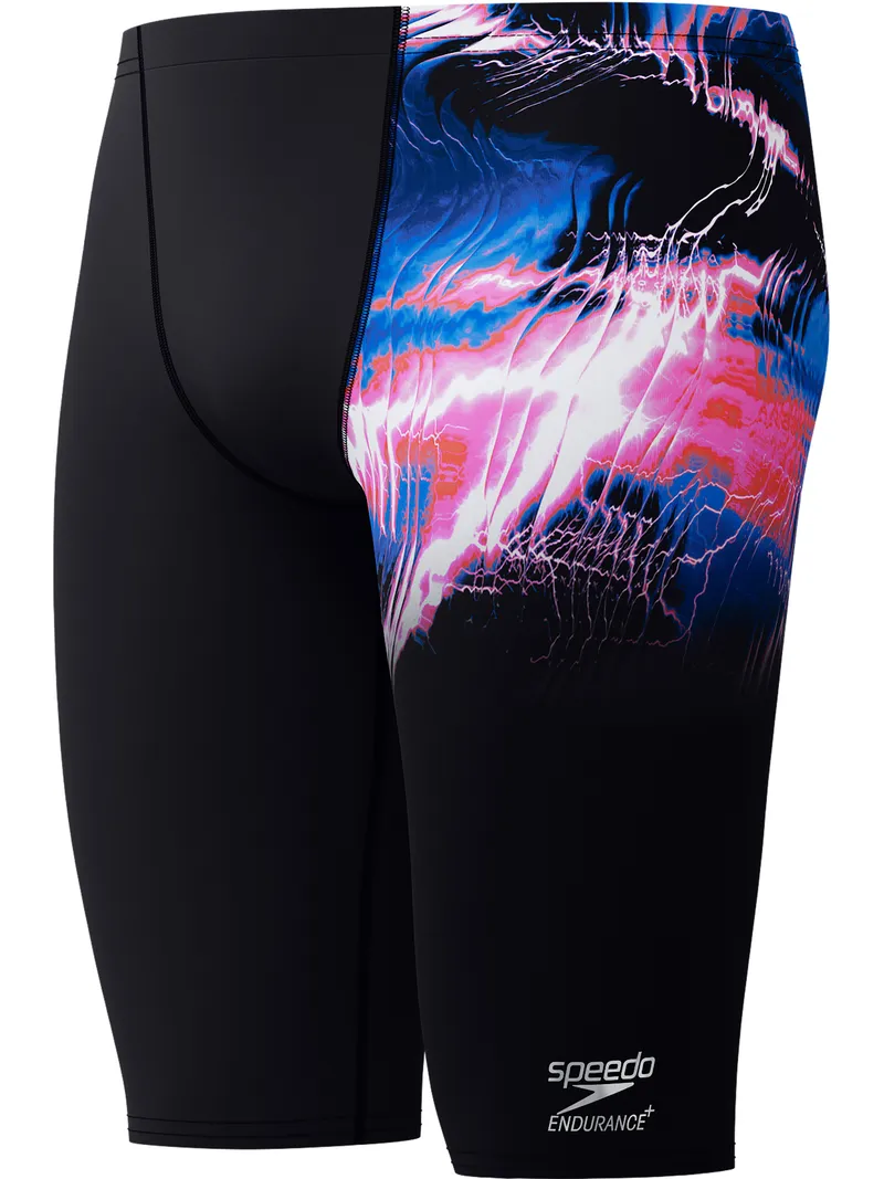 Speedo Placement Print Jammers - Electro Static/Black | Swimmer.com.au