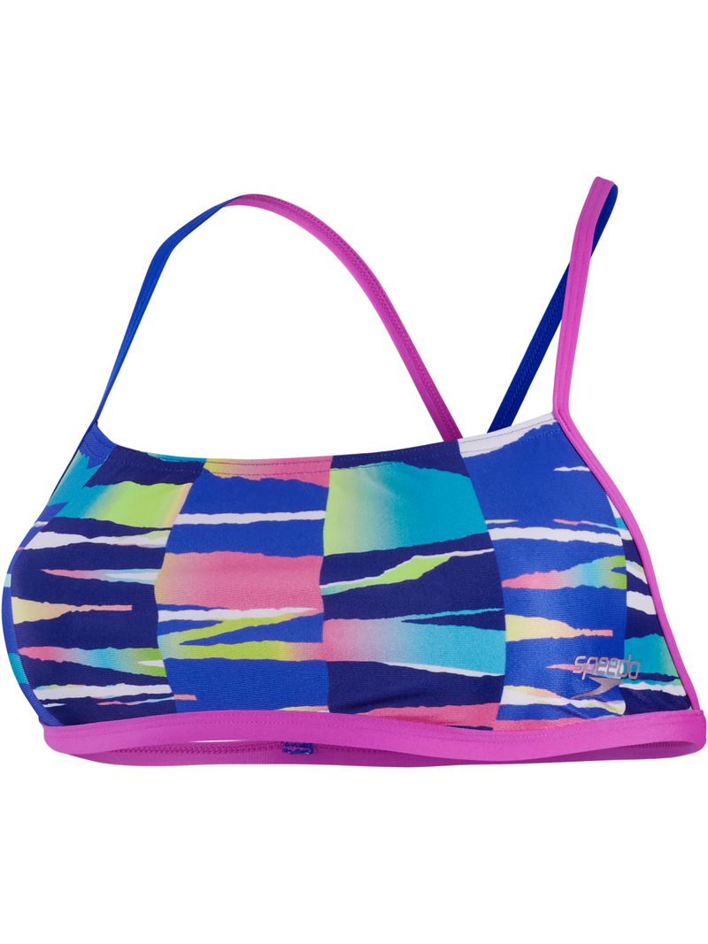 Speedo Cross Back Bikini Crop Top - Rainbow Ripple | Swimmer.com.au