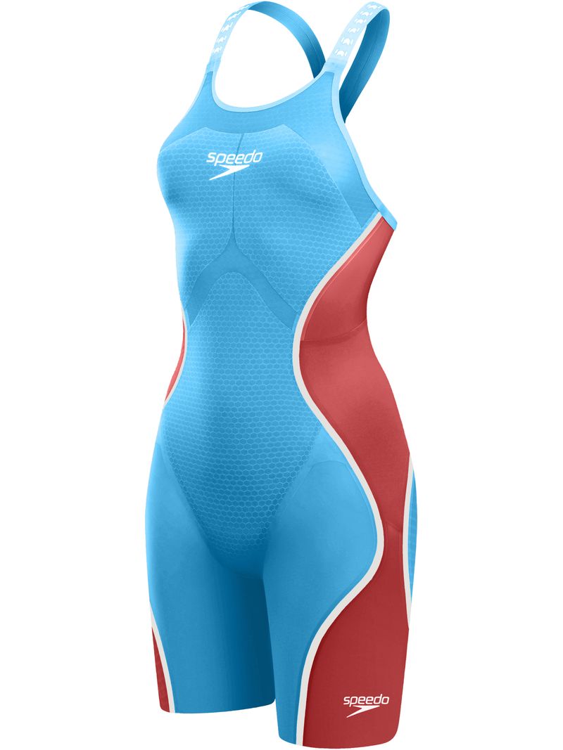 Speedo Fastskin LZR Pure Intent 2.0 Openback Kneeskin - Blue/Red/Snow ...
