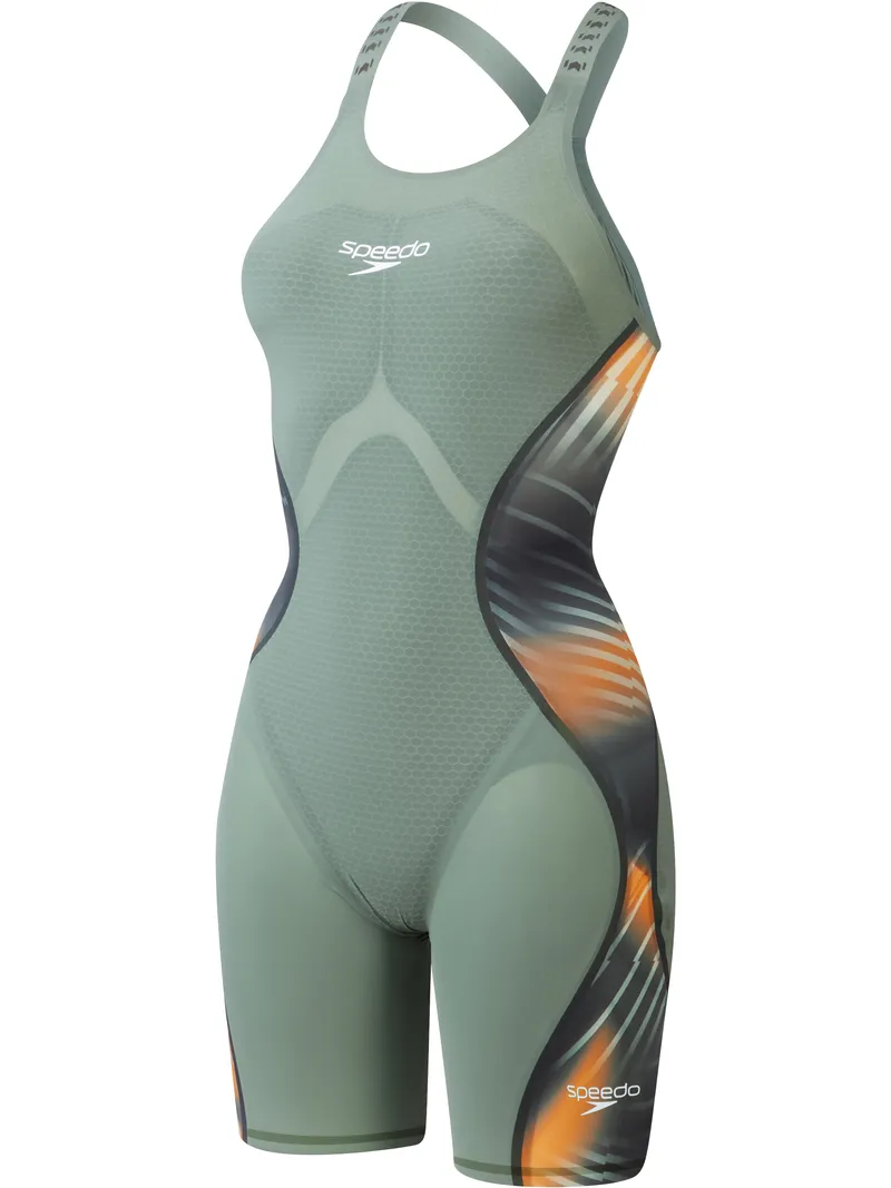 Speedo Fastskin LZR Pure Intent 2.0 Openback Kneeskin - Green/Nectarine ...