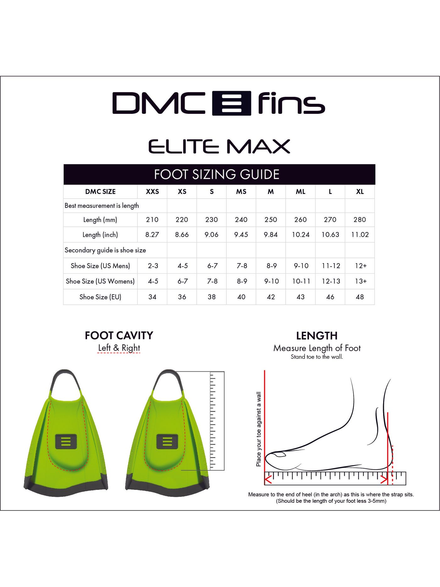 DMC Fins Elite Max Fins - Charcoal/Fluoro | Swimmer.com.au