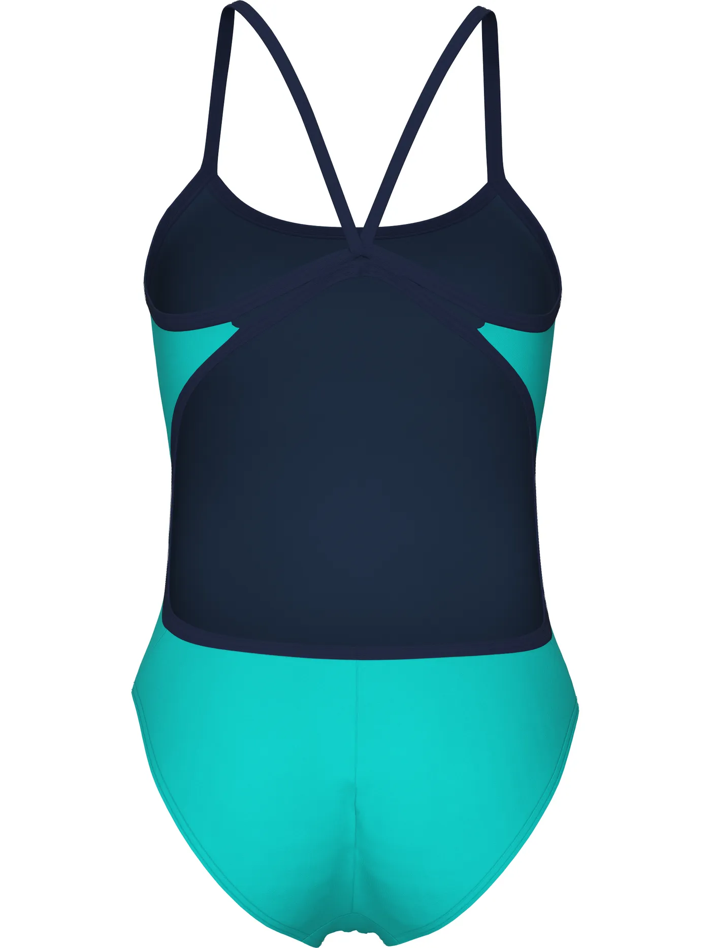 Arena Solid Lace Back One Piece - Water/Navy