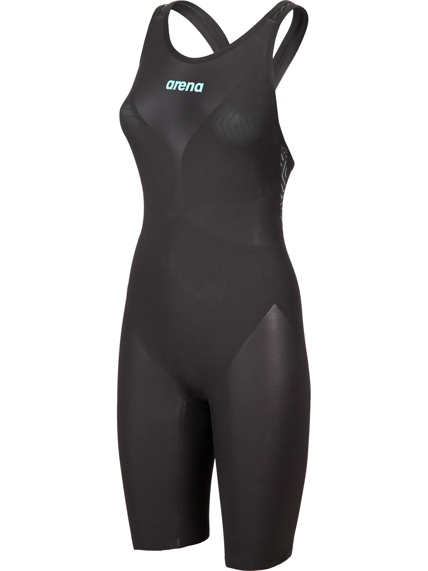 Arena Powerskin Veloce Openback Kneeskin - Black/Teal | Swimmer.com.au